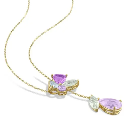 JULIANNA B. Multi-gem Floral Cluster Drop Pendant Necklace