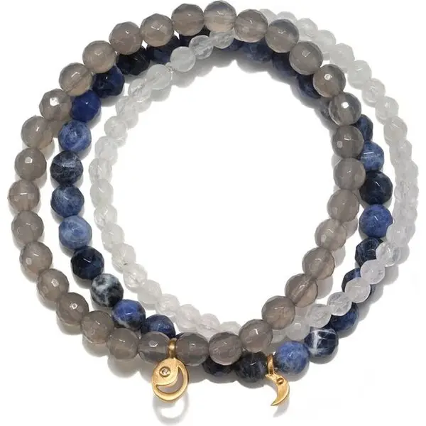 SATYA JEWELRY Peace & Protection Moon Gemstone Bracelet Set - Blue