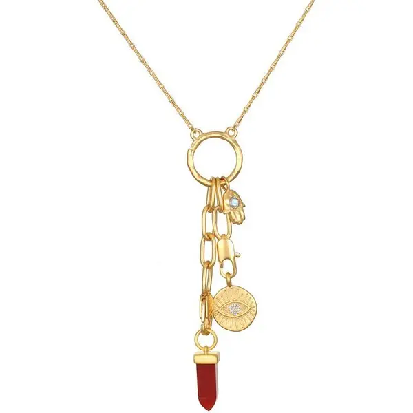 SATYA JEWELRY Divine Protection Charm Necklace Set - Metallic Gold
