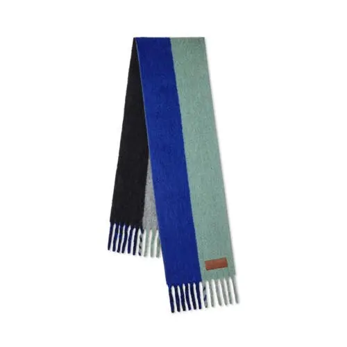 Mulberry Colour Block Textured Scarf - Ebony-cobalt Blue