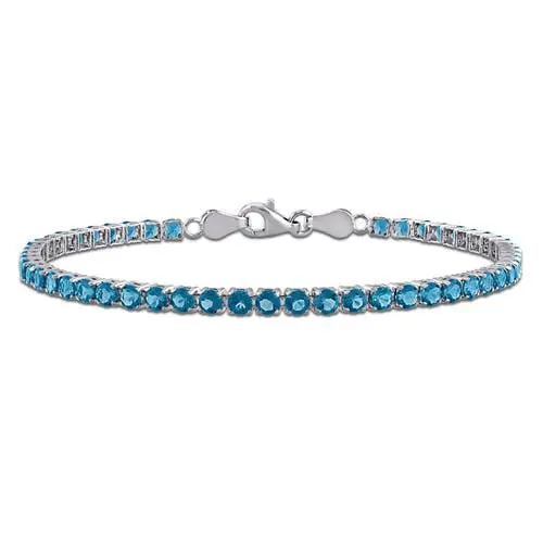JULIANNA B. Blue Topaz Tennis Bracelet In Sterling Silver - London-blue Topaz