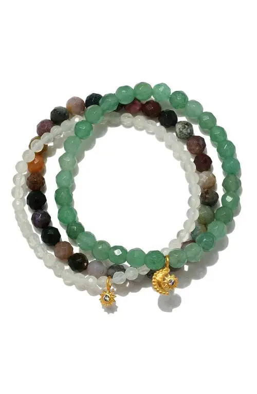 SATYA JEWELRY Gemstone Bracelet Set - Green