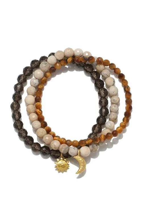 SATYA JEWELRY Gemstone Bracelet Set - Brown