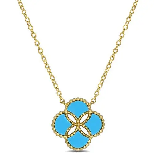 JULIANNA B. Lab- Quatrefoil Necklace - Created Turquoise