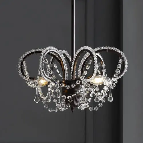JONATHAN Y Caroline Metal/crystal Led Adjustable Chandelier