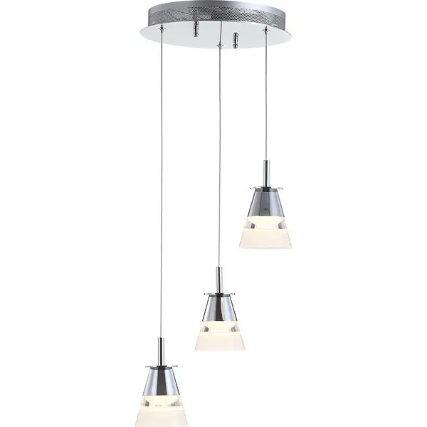 JONATHAN Y Alain 3-light Adjustable Cascading Metal Integrated Cluster Led Pendant - Chrome/white