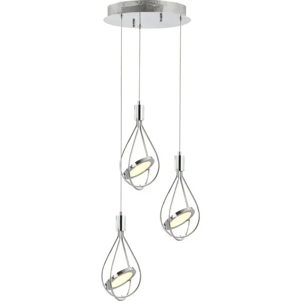 JONATHAN Y Orion Adjustable Modern Integrated 3-light Cluster Led Metal Pendant - Chrome