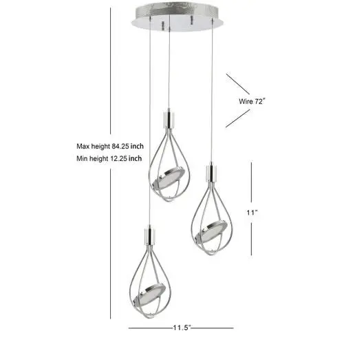 JONATHAN Y Orion Adjustable Modern Integrated 3-light Cluster Led Metal Pendant