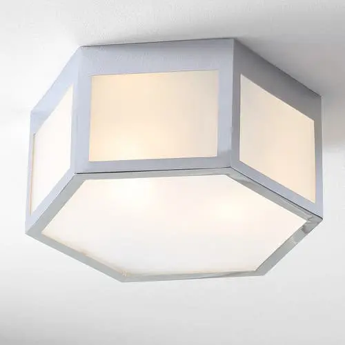 JONATHAN Y Minimo Hexagon Metal/frosted Glass Led Flush Mount