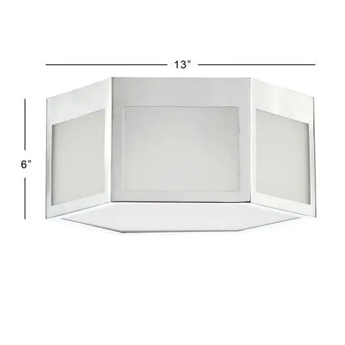 JONATHAN Y Minimo Hexagon Metal/frosted Glass Led Flush Mount