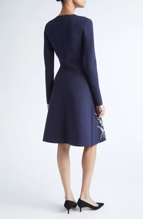 Lela Rose Peony Metallic Jacquard Fit & Flare Dress