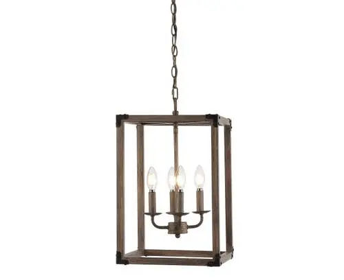 JONATHAN Y Magnolia 4-light Adjustable Iron Rustic Farmhouse Led Pendant - Brown