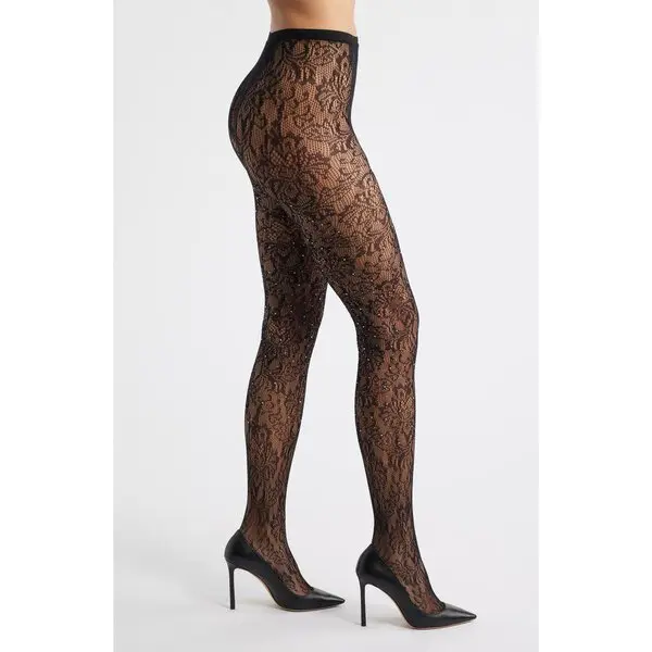 STEMS Crystal Lace Tights - Black