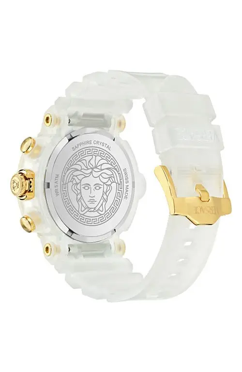 Versace Active Chronograph Silicone Strap Watch - Transparent White Ecoceramic