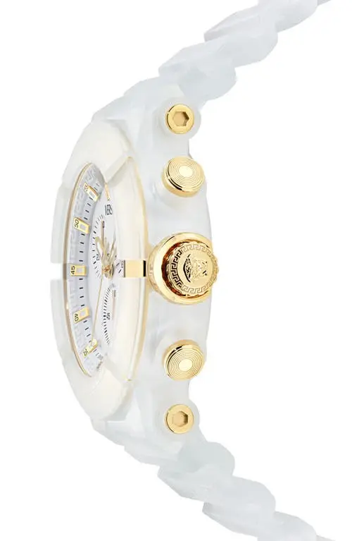Versace Active Chronograph Silicone Strap Watch - Transparent White Ecoceramic