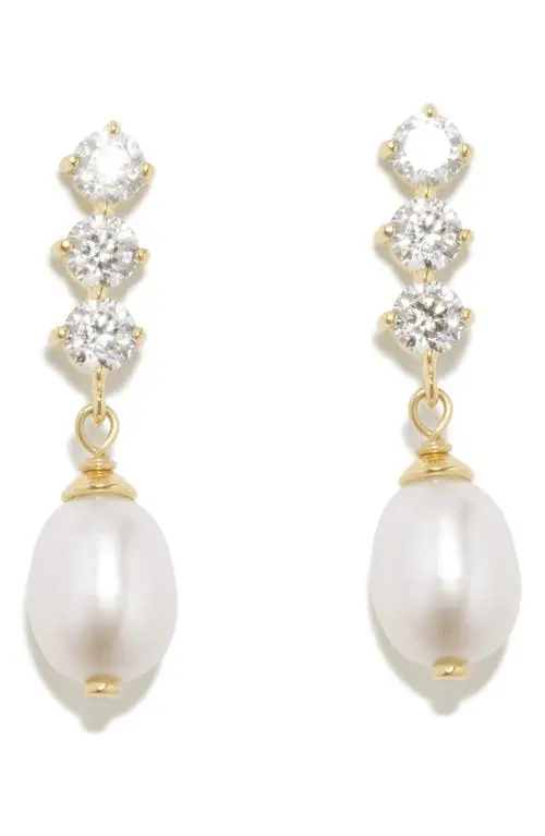 Completedworks Freshwater Pearl & Cubic Zirconia Drop Earrings - 18ct Gold Plated