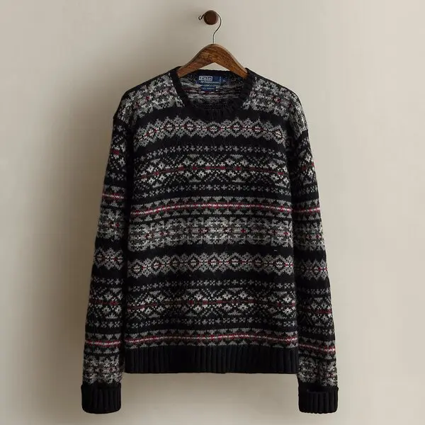 Ralph Lauren Vintage Patterned Lambswool Crewneck Sweater