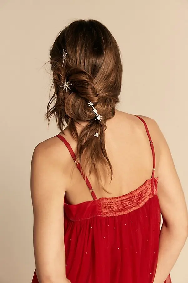 Free People Fly Me To The Moon Barrettes - Silver