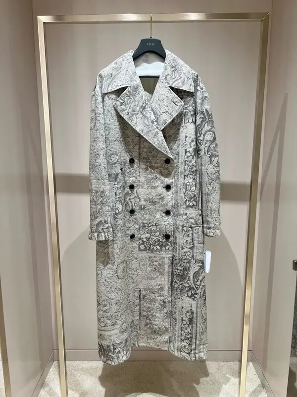 Dior Printed Coat - Gray, White