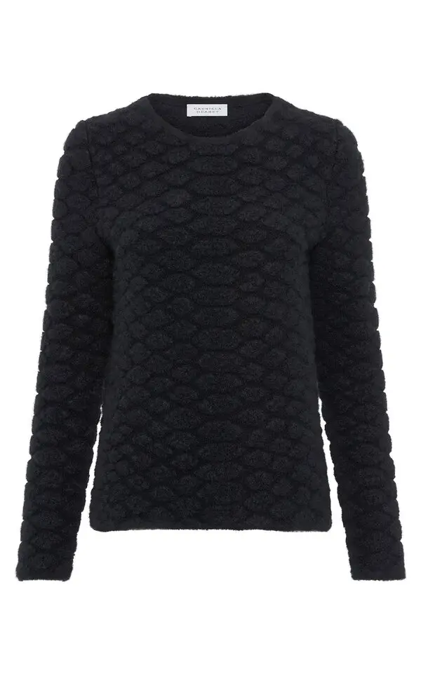 Gabriela Hearst Cashmere Snakeskin Motif Crew Neck Pullover