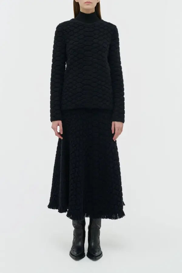 Gabriela Hearst Cashmere Snakeskin Motif Crew Neck Pullover