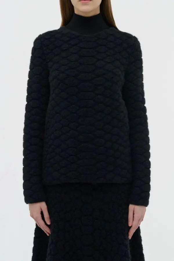 Gabriela Hearst Cashmere Snakeskin Motif Crew Neck Pullover