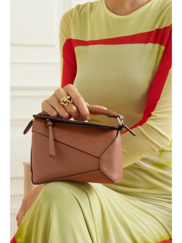 Loewe Puzzle Edge Mini Textured-leather Shoulder Bag - Brown