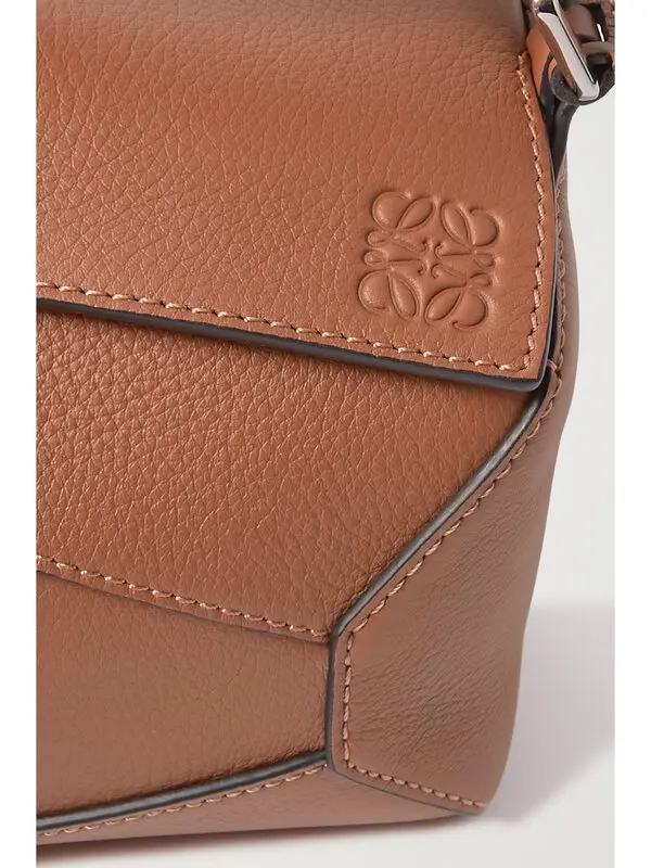 Loewe Puzzle Edge Mini Textured-leather Shoulder Bag - Brown