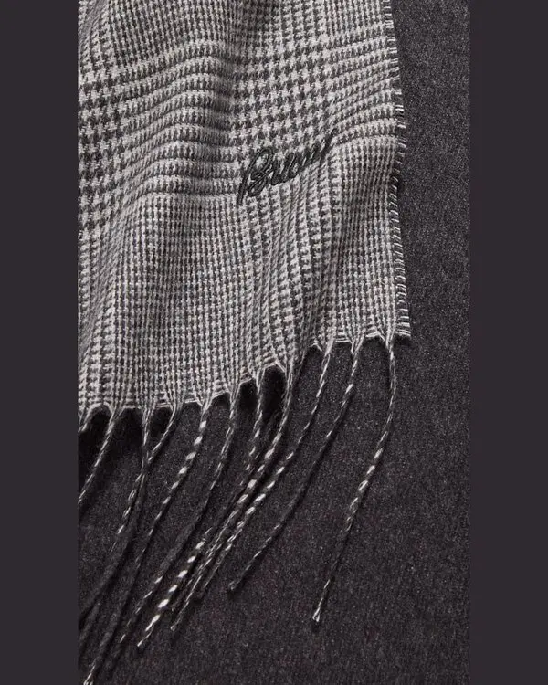 Brioni Silk And Cashmere Double-face Houndstooth Plaid Scarf