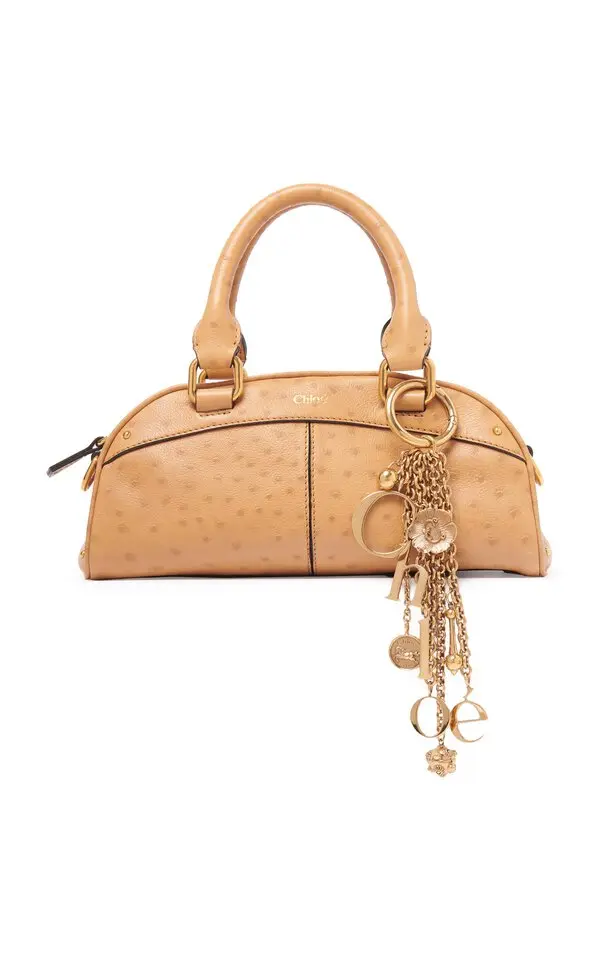Chloé Charm-detailed Calfskin Bowling Bag - Neutral