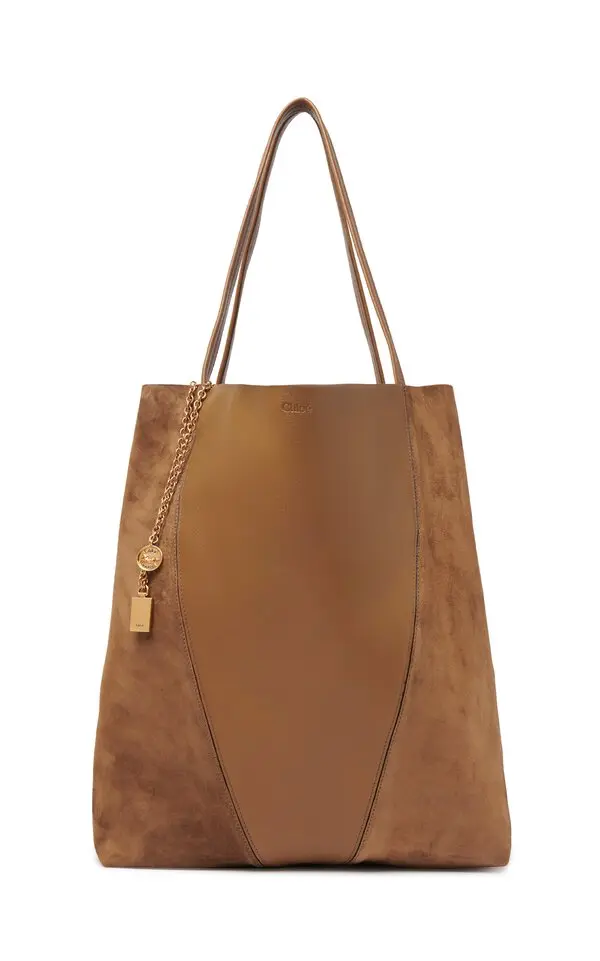 Chloé Spin Leather And Suede Tote - Brown