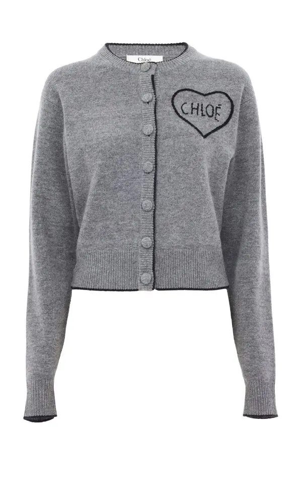 Chloé Cashmere-wool Ribbed Knit Cardigan - Grey