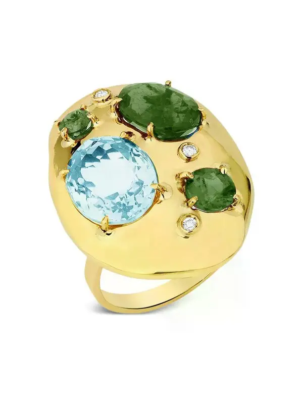 CAROL KAUFFMANN 18k Yellow Tourmaline, Topaz, And Diamond Ring - Gold