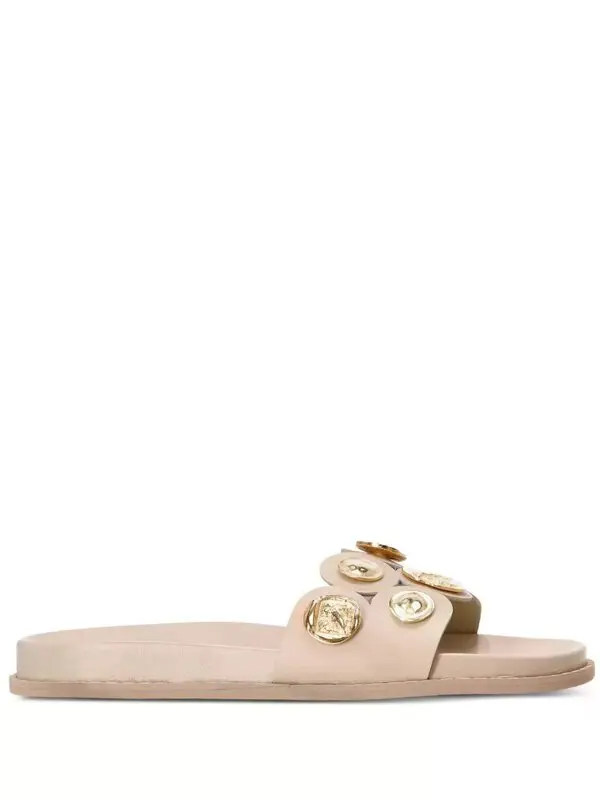 KOTRIS SANDALS Coin-embellished Leather Slides