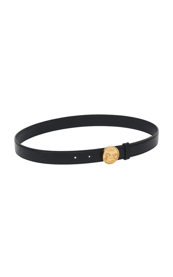 Chloé Horse Medal Leather Belt - Black