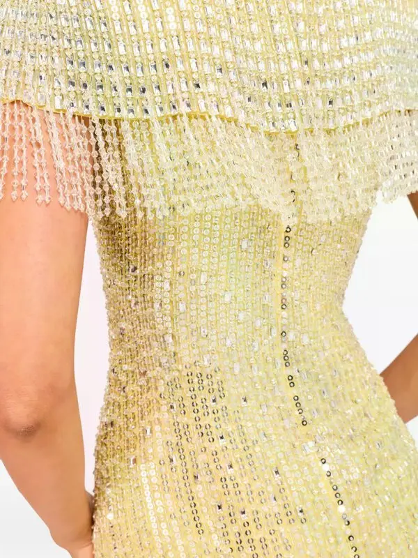 Jenny Packham Swish Beaded-Embellished Fringed Mini Dress - Yellow |  Editorialist