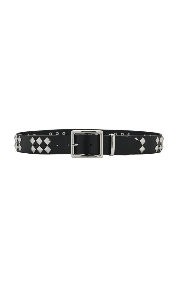 FRAME X Amelia Gray Studded Leather Belt - Black