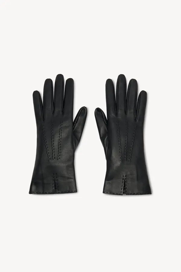 THE ROW Florence Leather Gloves - Black