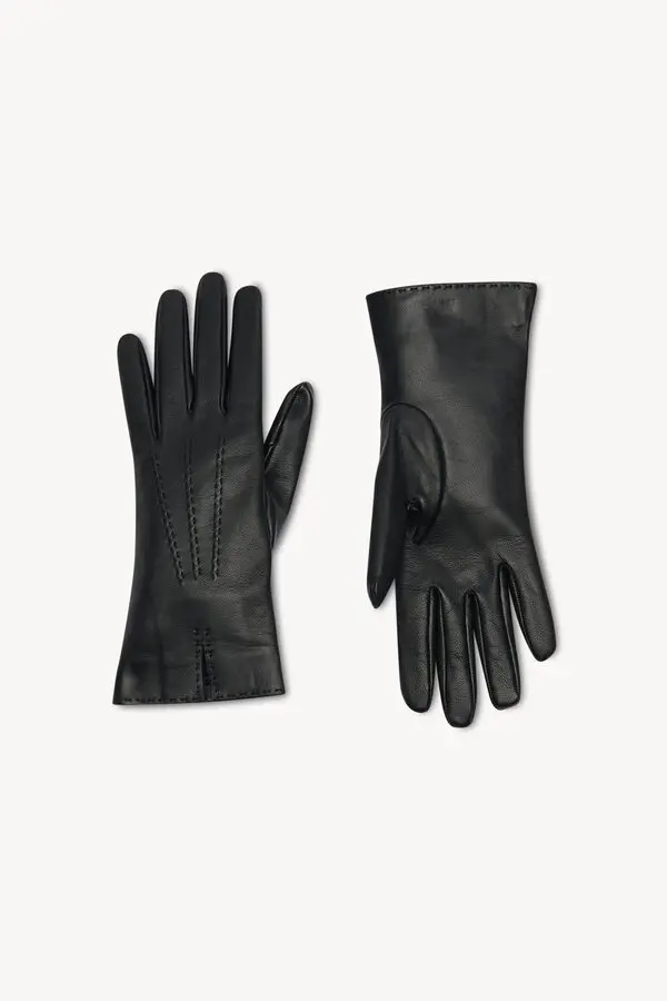 THE ROW Florence Leather Gloves - Black