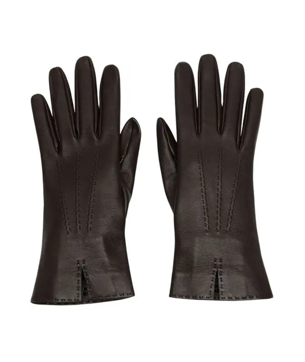 THE ROW Florence Leather Gloves - Dark Brown
