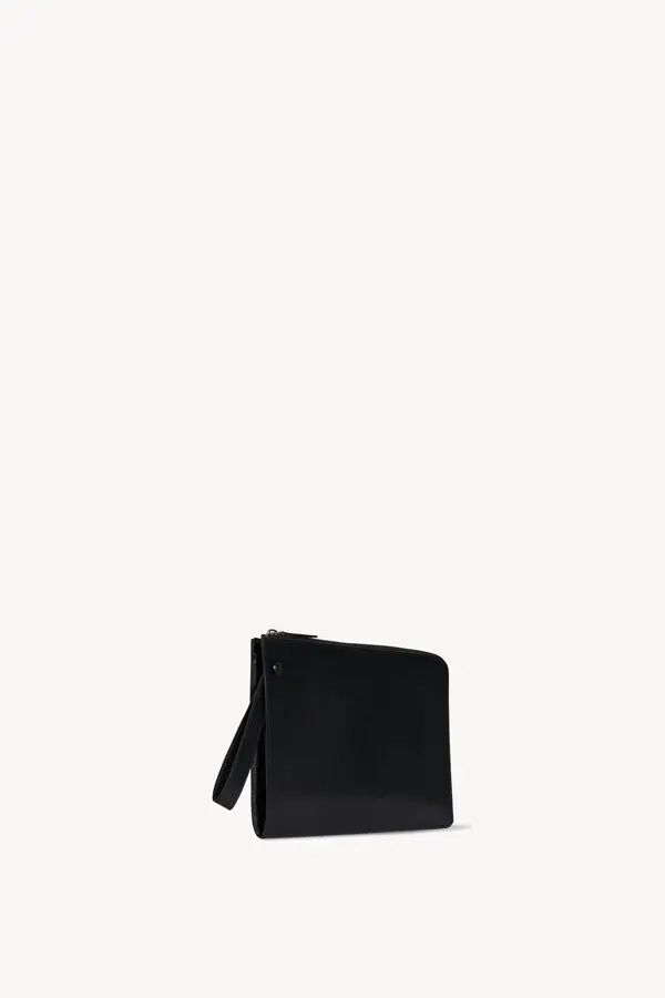 THE ROW Medium Leather Wristlet - Black