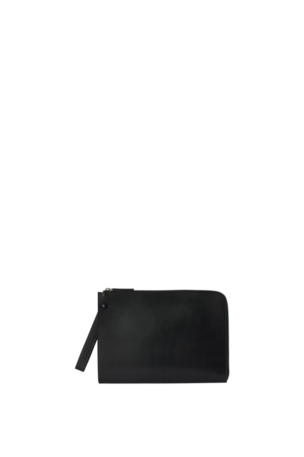 THE ROW Medium Leather Wristlet - Black