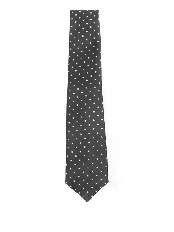 Kiton Polka-dot Print Neck Tie - Black