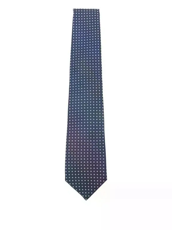 Kiton Patterned Silk Neck Tie - Blue