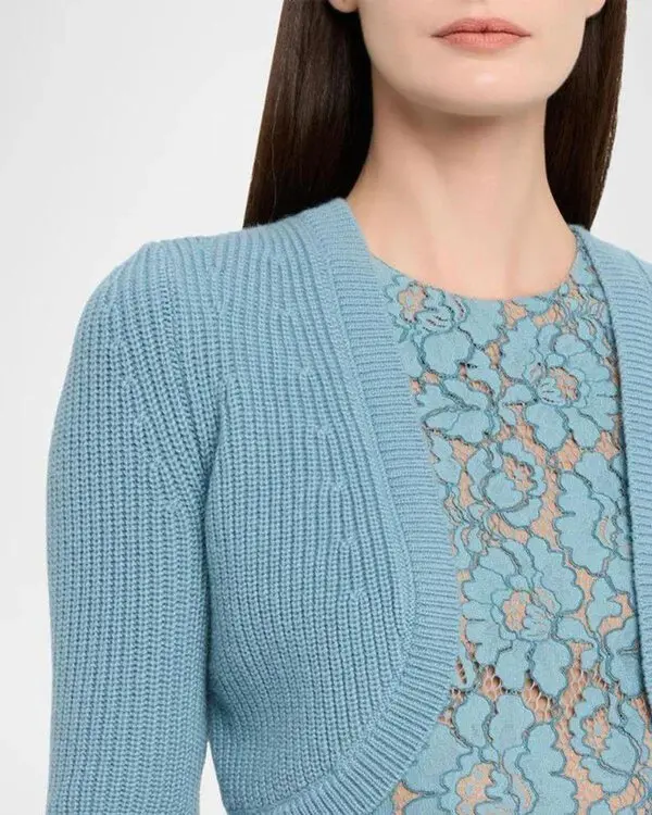 Michael Kors Cropped Shaker Knit Cashmere Cardigan
