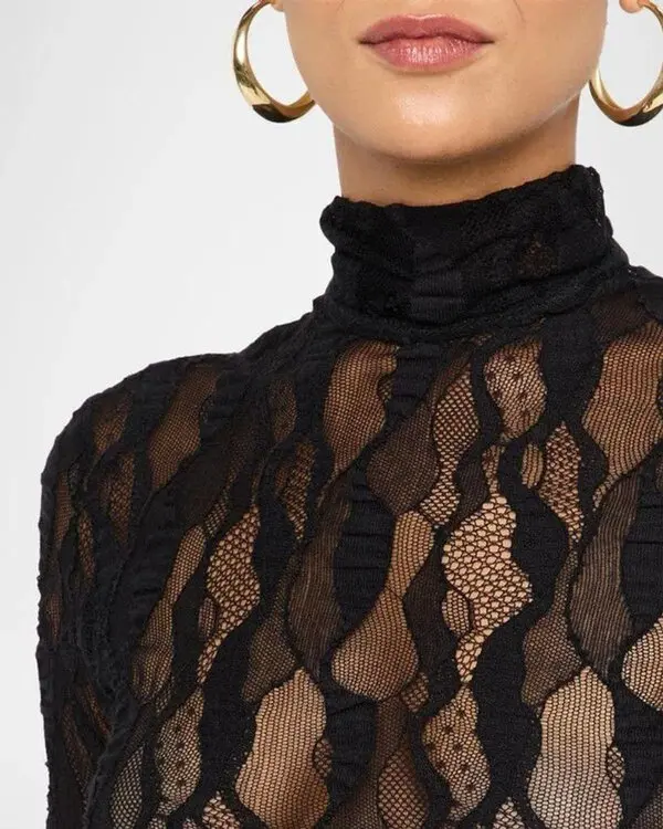 Ulla Johnson Ulyssa Lace Mesh Turtleneck - Noir
