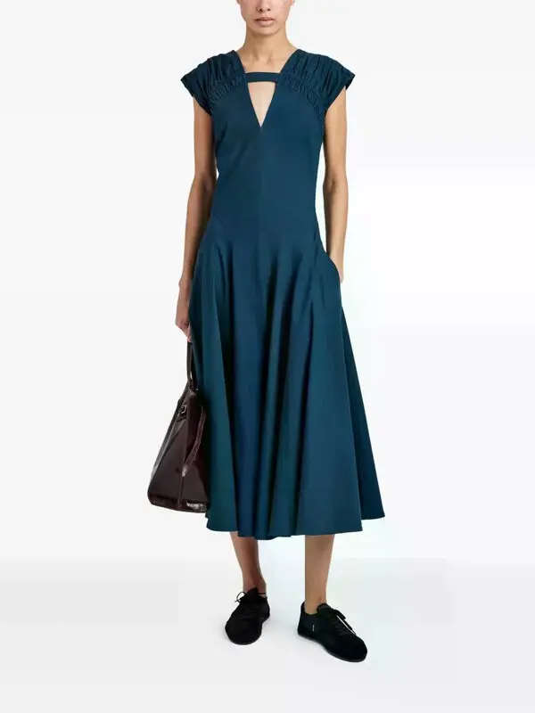 Proenza Schouler Manoela Cut-out Gathered Midi Dress - Blue