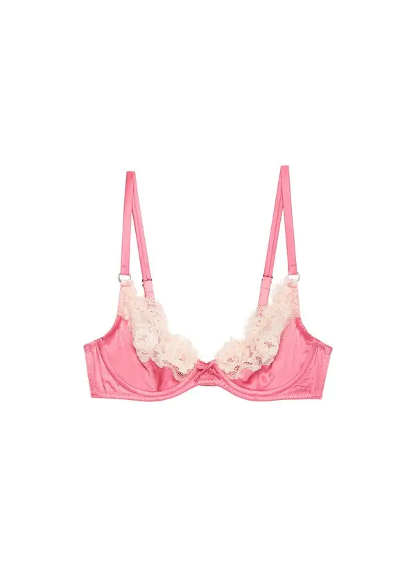 Fleur Du Mal Juliet Lace Demi Bra - Watermelon