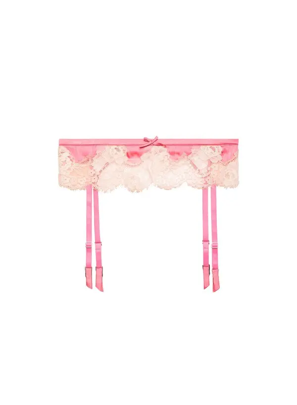 Fleur Du Mal Juliet Lace Garter Belt - Watermelon