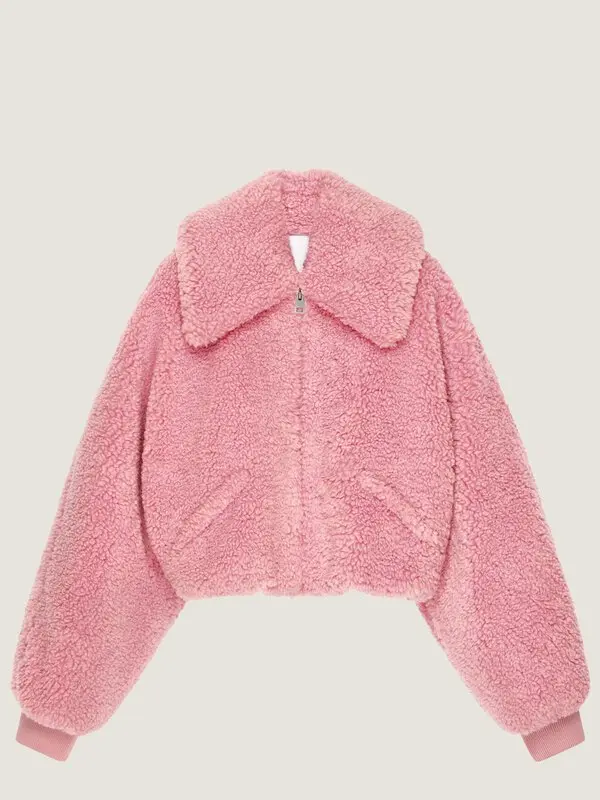 Givenchy Cropped Blouson In Shearling Effect - Light Pink
